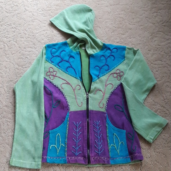 Tops | Colorful Hooded Zip Up Sweat Jacket | Poshmark